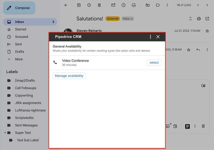 Pipedrive Gmail add-on - Knowledge Base | Pipedrive